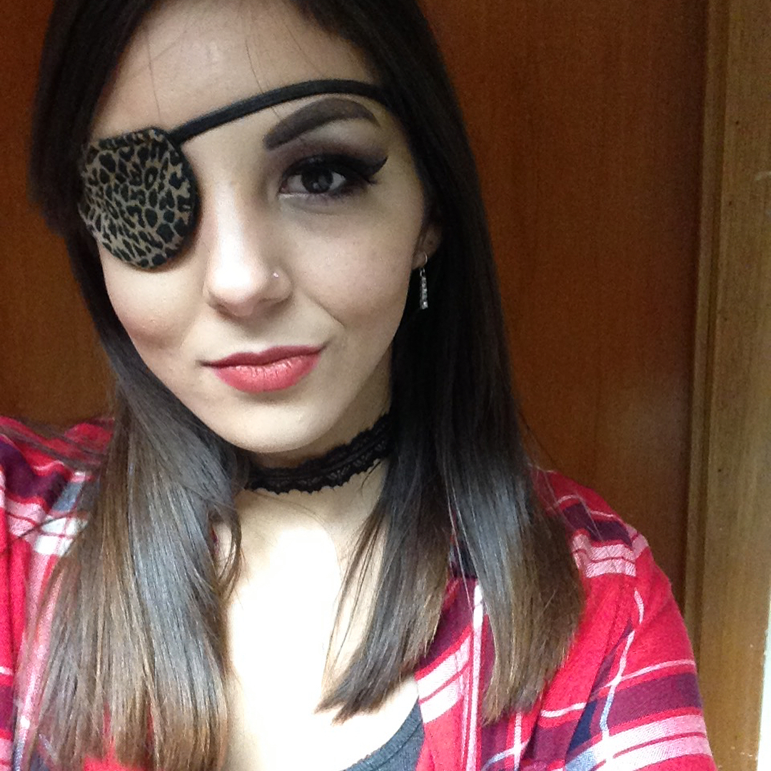 Woman with one eye photo